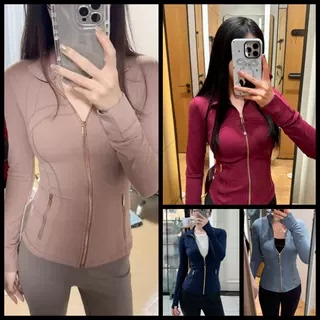 露露乐蒙金拉链立领修身瑜伽外套