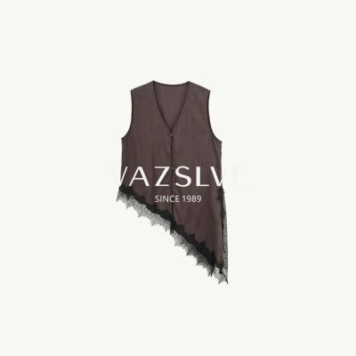 【VAZSLVE/全新奢品】捡漏-斜切修身蕾丝边马甲-BOH10192