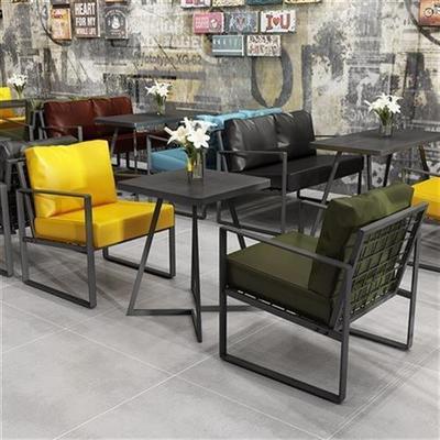 工业风酒吧清吧烧烤店休息区洽谈咖啡厅桌椅组合铁艺卡座沙发商用