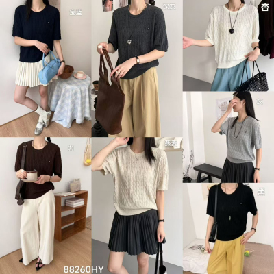 云朵家季针织圆领T恤高级感绝美羊毛针织衫上衣短袖T恤FMN88260
