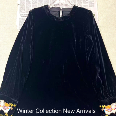 朵早春上新高级感小马重工刺绣丝绒上衣小衫（含70真丝）ys-3393