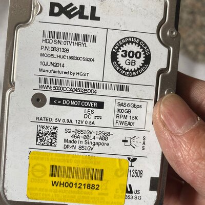 {议价}Dell 300g sas 6g rpm 15k 硬盘 2