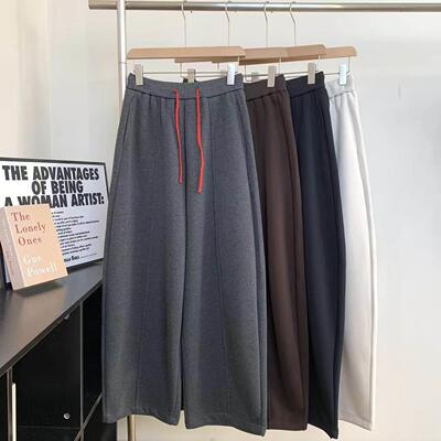 素心轻奢 2025冬加绒高腰显瘦百搭宽松直筒卫裤休闲阔腿长裤15058