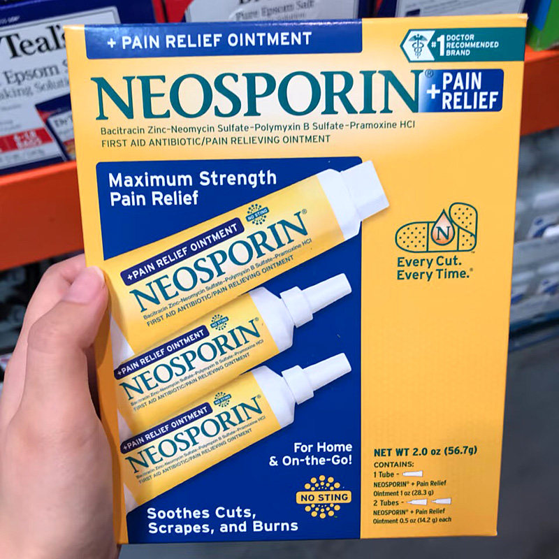 美国直邮Neosporin抗菌止痛软膏疼痛割伤擦伤灼伤瘙痒舒缓止疼