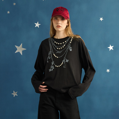 GOST写实项链珍珠长袖T恤