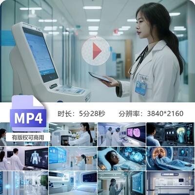 高清4K高帧率智慧医疗AI诊断精准学大数据远程设备创新视频素材
