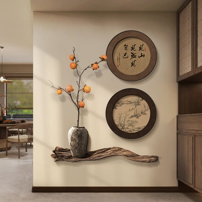 宋氏美学客厅饭餐厅圆形装饰画高级感沙发背景墙挂画玄关茶室壁画