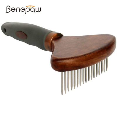Benepaw Professional Dog Grooming Brush Rake Safe Wood Pet