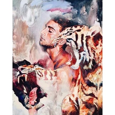 Paint By Number Canvas Painting Kits Wolf Girl Handpainted G