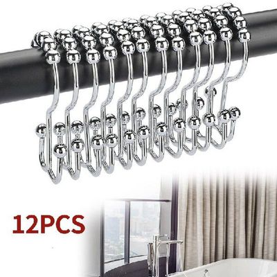 12pcs Shower Curtain Hooks Bathroom Housekeeper on Wall