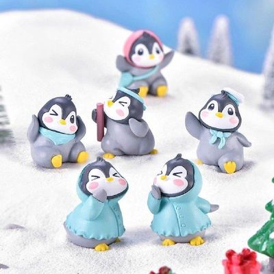 6Pcs Penguin Shape Mini Ornaments Garden Bonsai Dollhouse