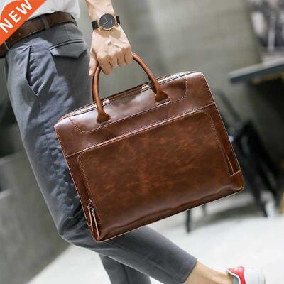 Brand Men's Briefcase Handbag Crazy Horse Pu Leather