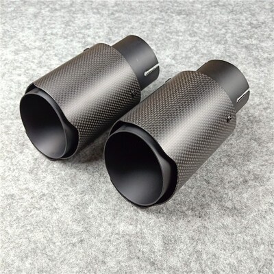 One Piece Universal Carbon Fiber Exhaust Tips Titanium Black