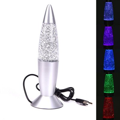1PCS 3D Rocket Multi Color Changing Lava Lamp RGB LED Glitte