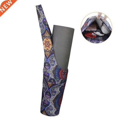 Fashion Yoga Mat Bag Canvas Ethnic Style Printed Pocket