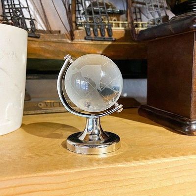 Round Earth Globe World Map Crystal Glass Clear Sphere With