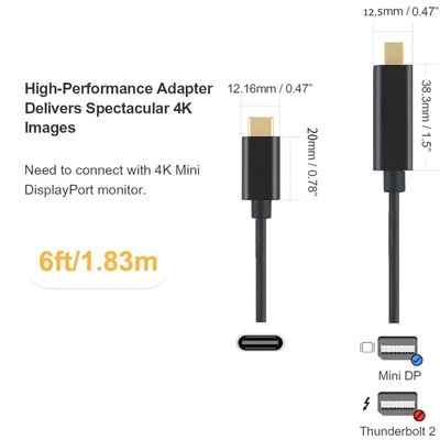 Usbc Naar Mini Displayport Kabel 6Ft Usb Type C Thunderbolt