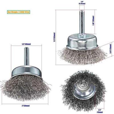 6Piece Wire Wheel Cup Brush Set 0.0118In Coarse Crimped Stee