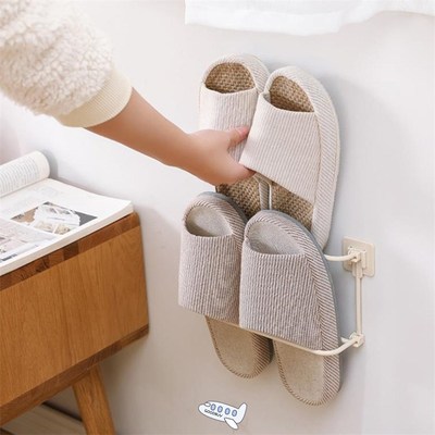 Mounted Shoe Rack Foldable Shoes Hanger Slippers Drain Stora