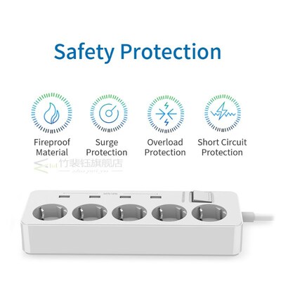 Extension Socket E  5 Ports 4 SB Power Strip for Home Office