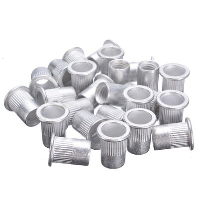 100pcs Aluminum Rivnut Flat Head Threaded Rivet Nut Insert N