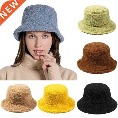 2021 New Hats for Women Autumn Winter Bucket Hats Lamb Plush