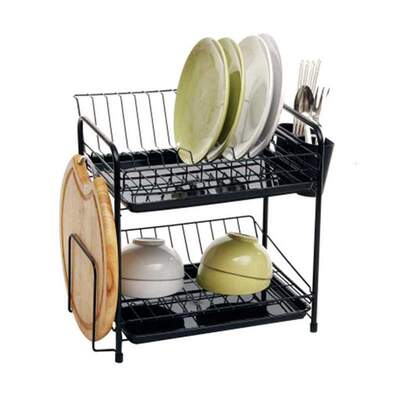 Dish Rack Set 2-Tier Kitchen Organizer Tools Plate Spoon Sto