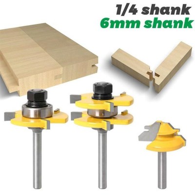 3PCS  6mm 1/4 Shank high quality Tongue & Groove Joint A
