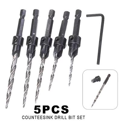 5pcs/set HSS 1/4 Hex Shank Screw Twist Drill Bits Set Drilli