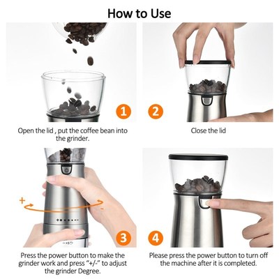 USB Electric Coffee Grinder Stainless Steel Adjustable Profe