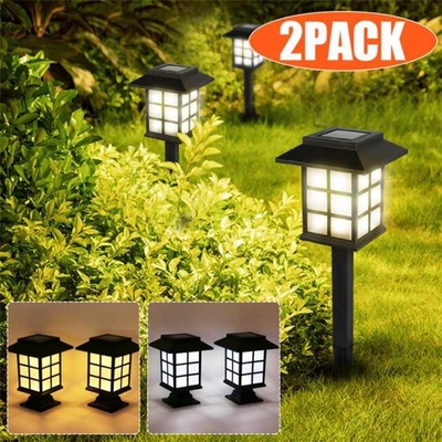 2Pack Outdoor Solar Pathway LED Lighting for Wall Landscape