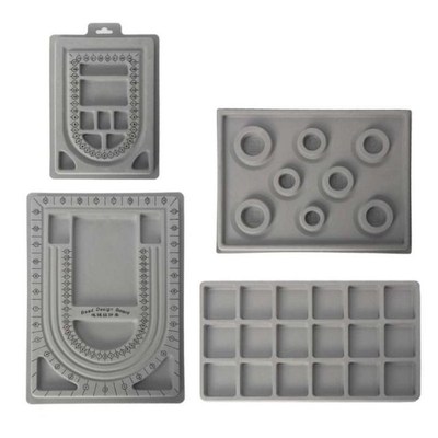 4Pcs Gray Flock Beads Tray Design Boards Kit  DIY Beading Br