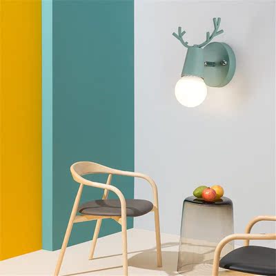 nordic colorful antlers wall lamp for children bedroom corri