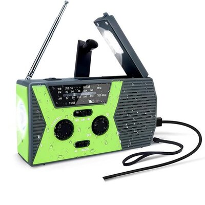 Solar Hand Crank Radio AM FM Radio, Dynamo Powered Radio Wit