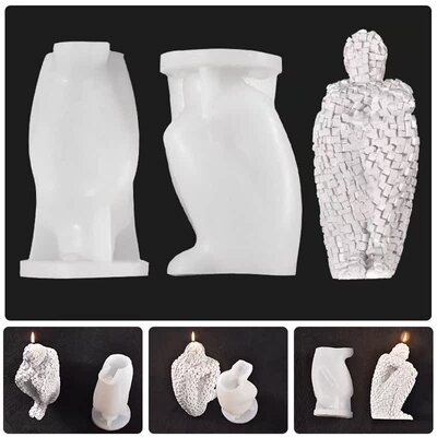 New Mosaic Thinker Pensive Man Shape Portrait Candle