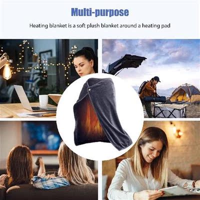 Fleece Electric Heated Blanket Wearable Portable Heated
