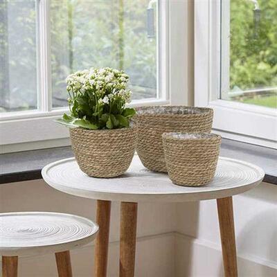 Seagrass Planter Basket Set Of 3 Indoor Outdoor, Flower Pots