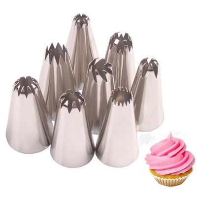 8Pcs Big Size Russian Pastry Icing Piping Nozzles Stainless