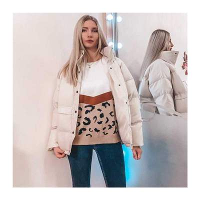 Fashion Korean Style Stand Collar Short Single-breasted Down