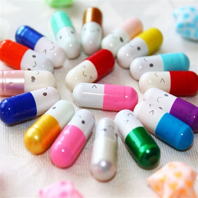 50 Pcs Pill Capsule Message Letter Kawaii Emoticon Smile Pil