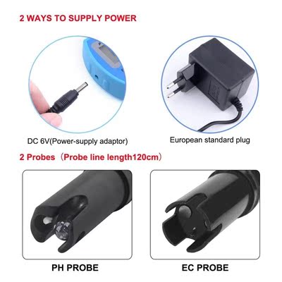 Professional 2 in 1 pH Meter EC meter for Aquarium Multi-par