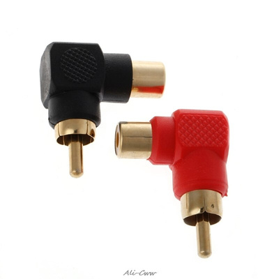 2 Pcs RCA Connector Plug Adapters Male to Female 90 Degree R