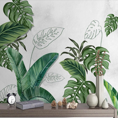 Custom Any Size 3D Large Mural Wallpaper Plant Green Leaves