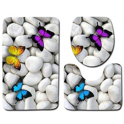 kstn88 1 Set Bathroom Non-Slip Pedestal Rug   Lid Toilet