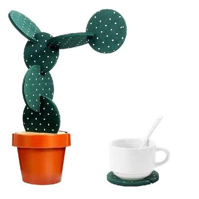 DIY Cactus Potted Coaster Table Decoration Novelty