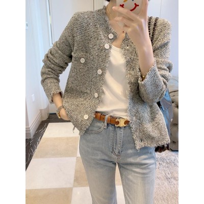 DORACTR 优雅百搭~编织定染 针织短款外套女春季设计感小香风上衣