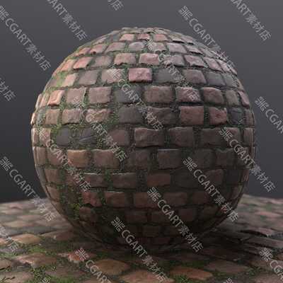 Substance Designer旧地面路面小草地砖纹理材质球SD地板砖块材质