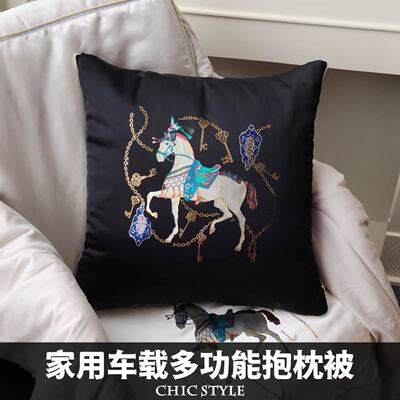 ri0t车载家用抱枕被毯子空调办公室午睡客厅沙发缎面两用二合一春