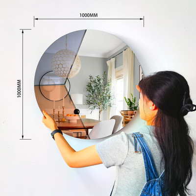 彩色茶镜拼接装饰镜壁挂式墙镜梳妆镜圆形供化妆镜厂家卫生间