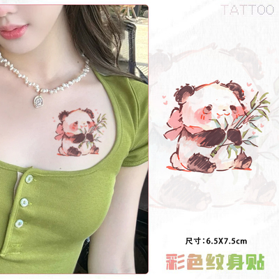 萌新熊猫彩色纹身贴新款高颜值